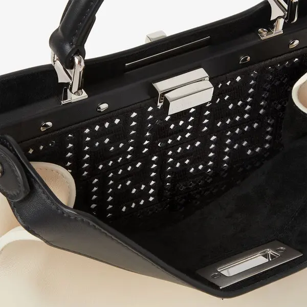 Fendi Peekaboo® Iseeu Small Parchment-colored Leather Bag With Ff Mirrors